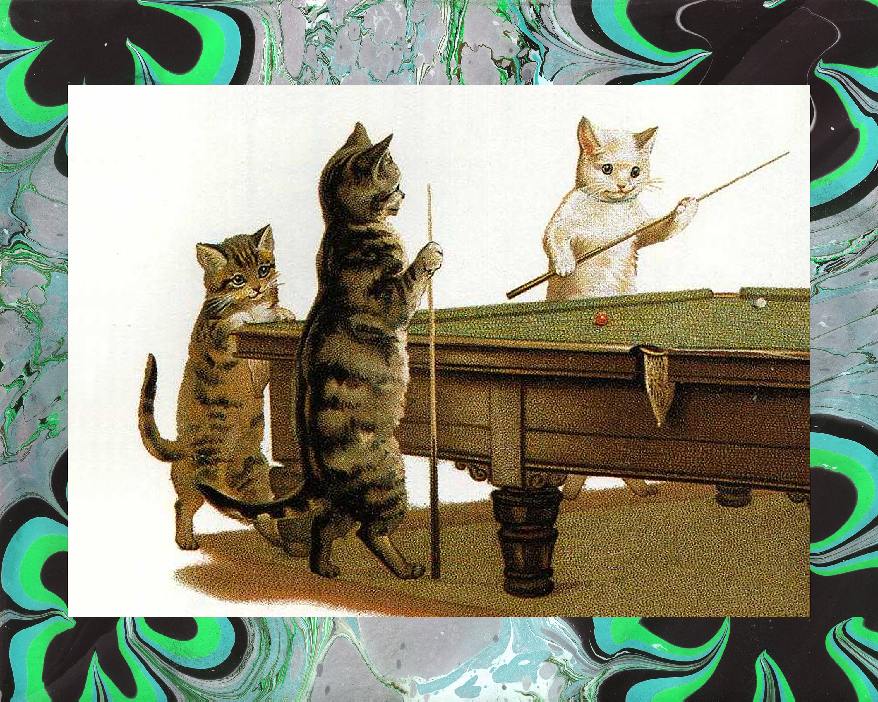 Cats Playing Pool