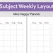 Weekly Subject Layout Insert Printable Mini Happy Planner Size ...