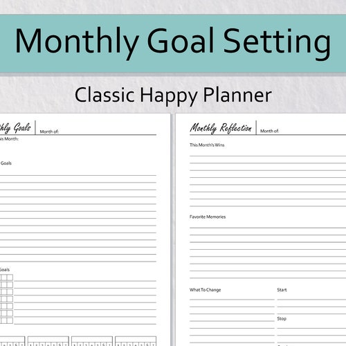 Monthly Goal Setting & Reflection Inserts for Classic Happy | Etsy