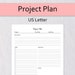 Project Plan Insert Letter Size Printable | Minimal Planner ...