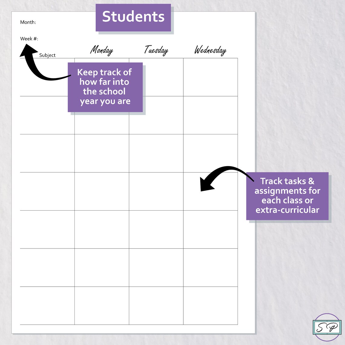 Weekly Subject Layout Insert Printable Undated Classic Happy Planner ...