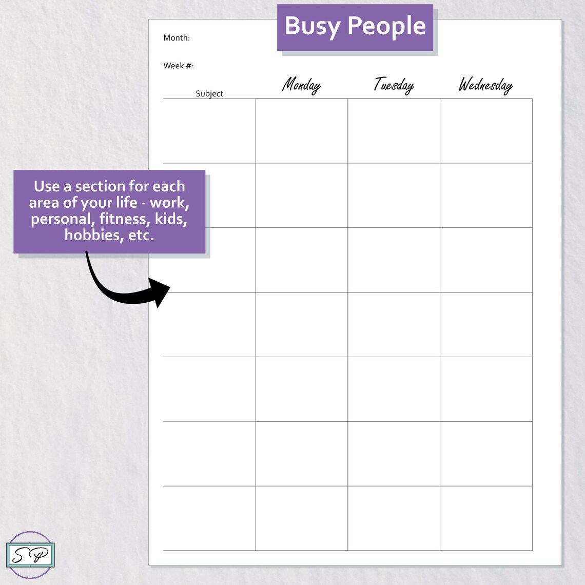 Weekly Subject Layout Insert Printable Undated Classic Happy Planner ...