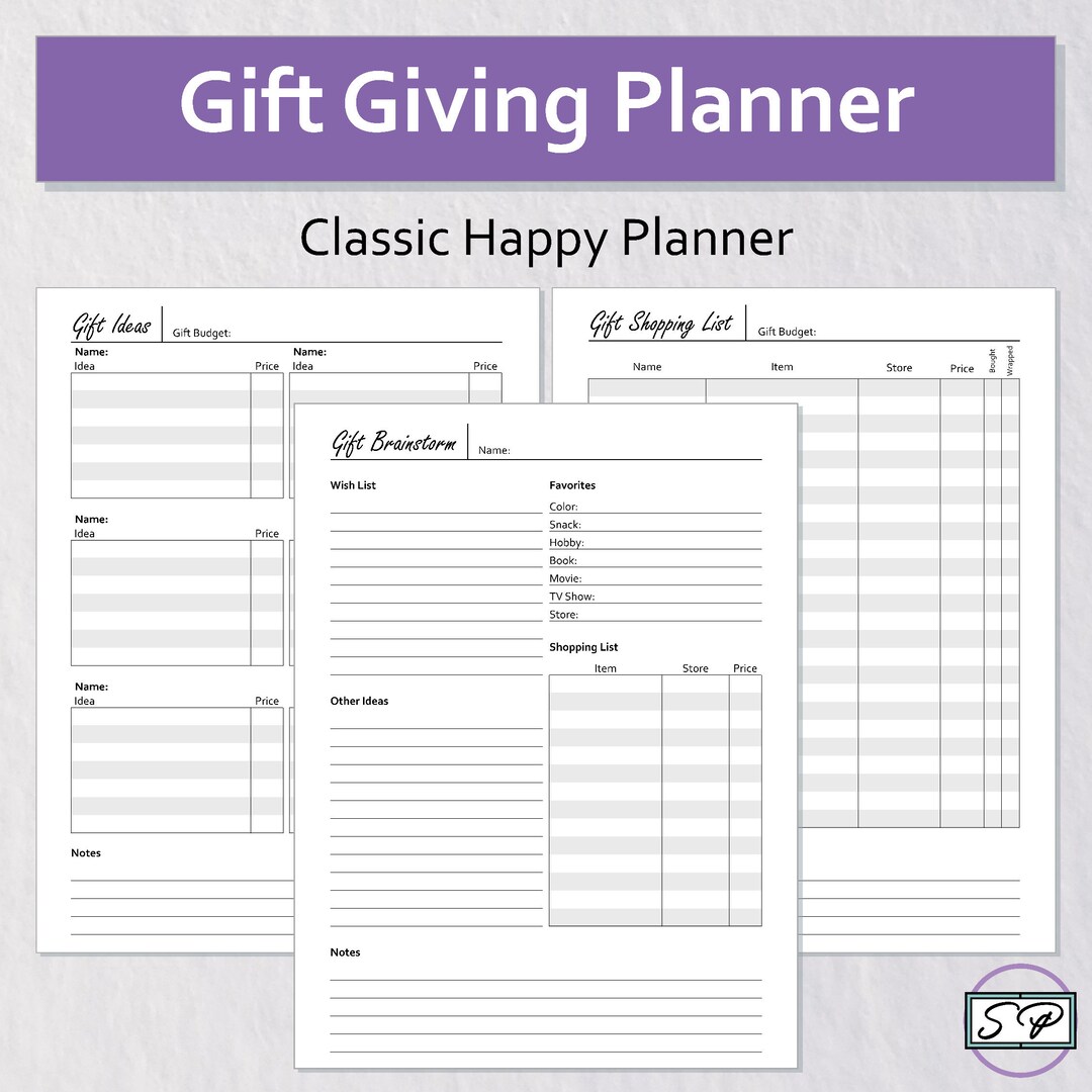 Gift Planner Printable | Happy Planner Inserts Printable | Christmas ...