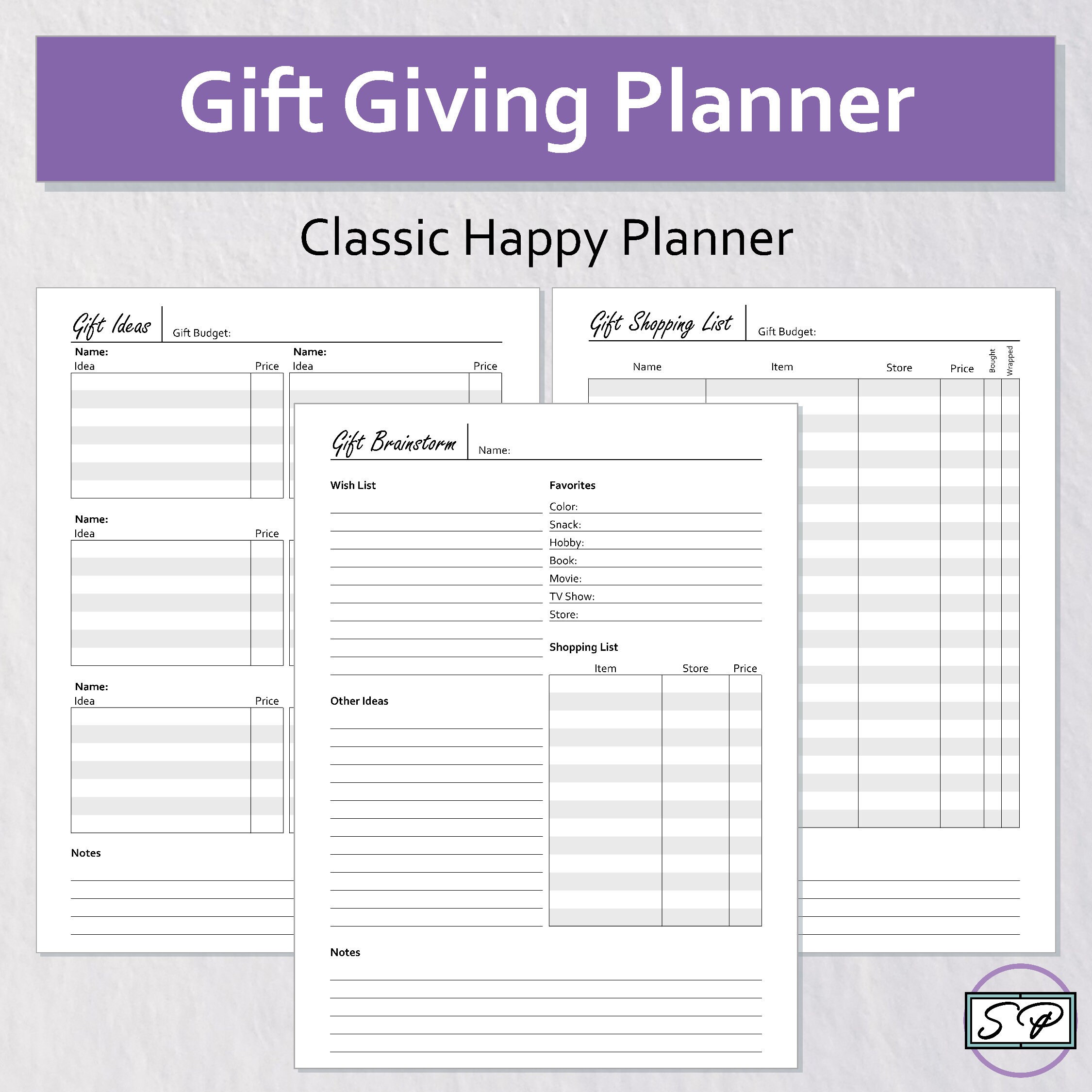 Gift Planner Printable | Happy Planner Inserts Printable | Christmas ...