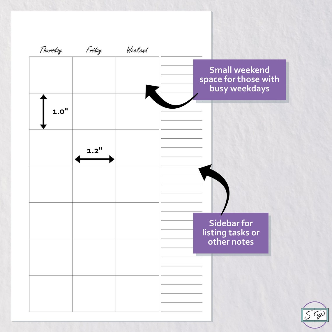 Weekly Subject Layout Insert Printable Undated Half-letter/junior Size ...