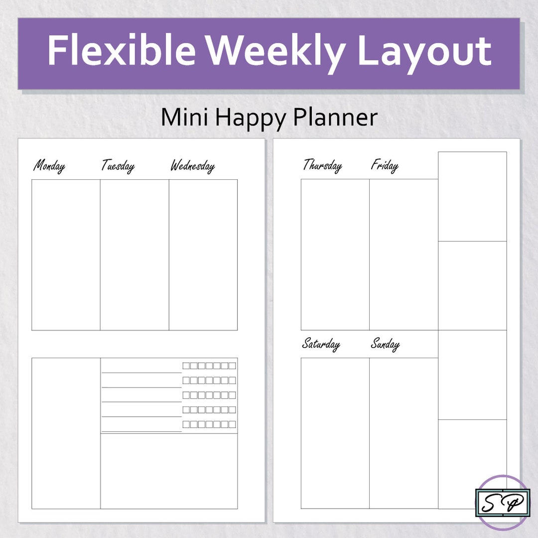 Weekly Undated Mini Happy Planner Insert Printable | Week on Two Pages ...