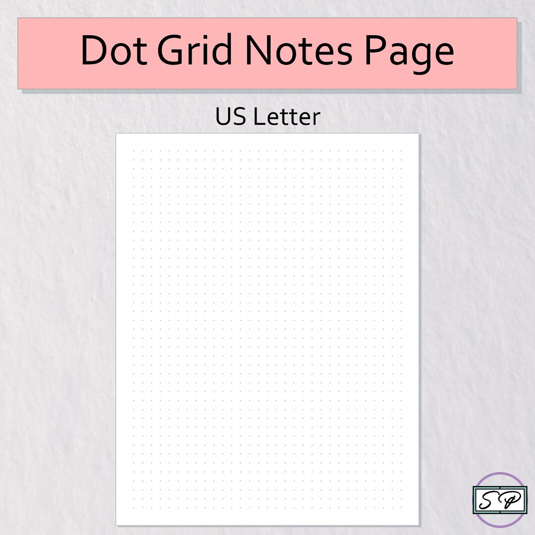 Dot Grid Notes Page US Letter Size Planner Insert Printable Blank Notes ...