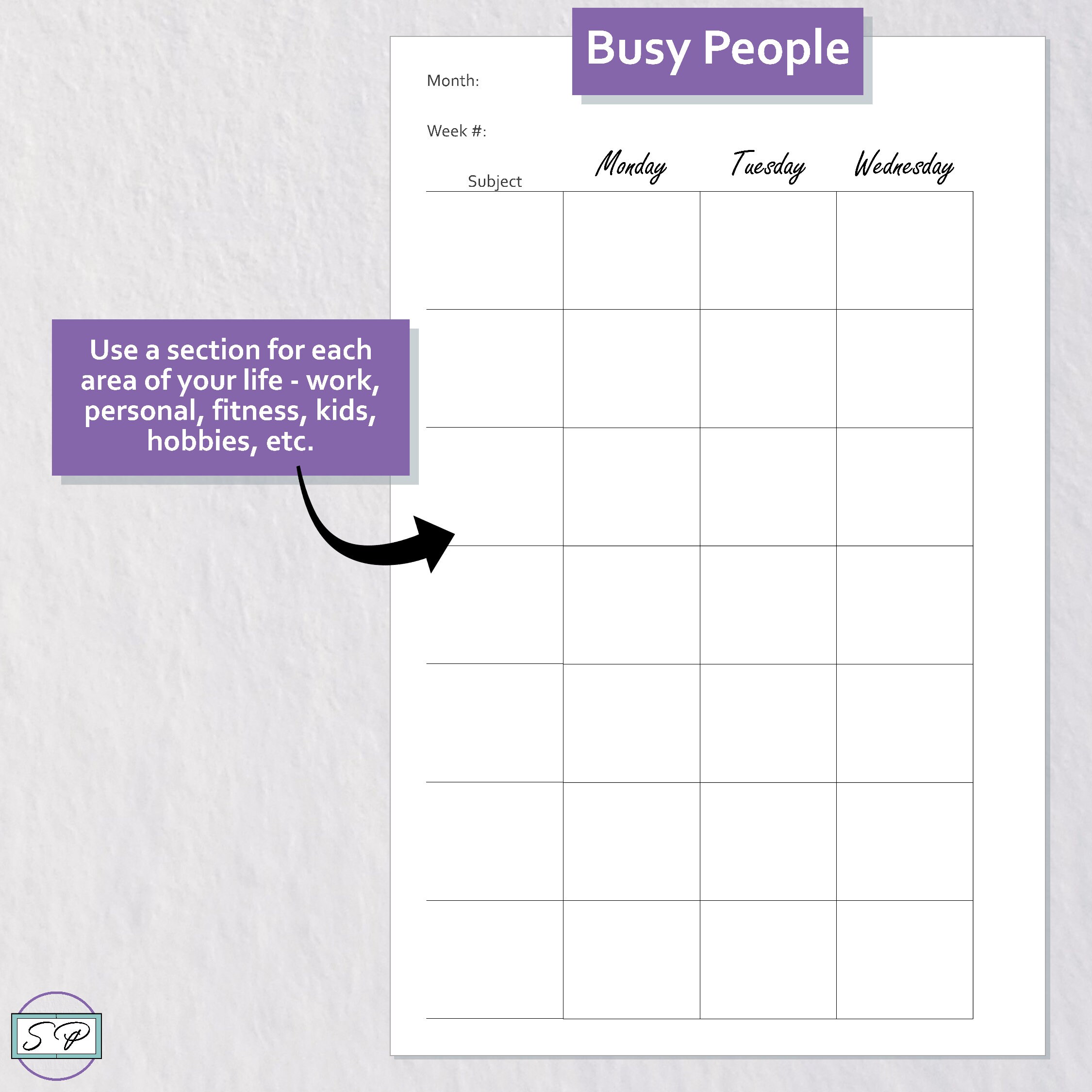 Weekly Subject Layout Insert Printable Mini Happy Planner Size ...