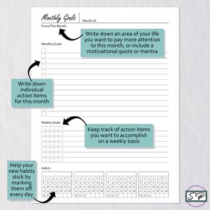 Monthly Goal Setting & Reflection Inserts for Classic Happy Planner ...
