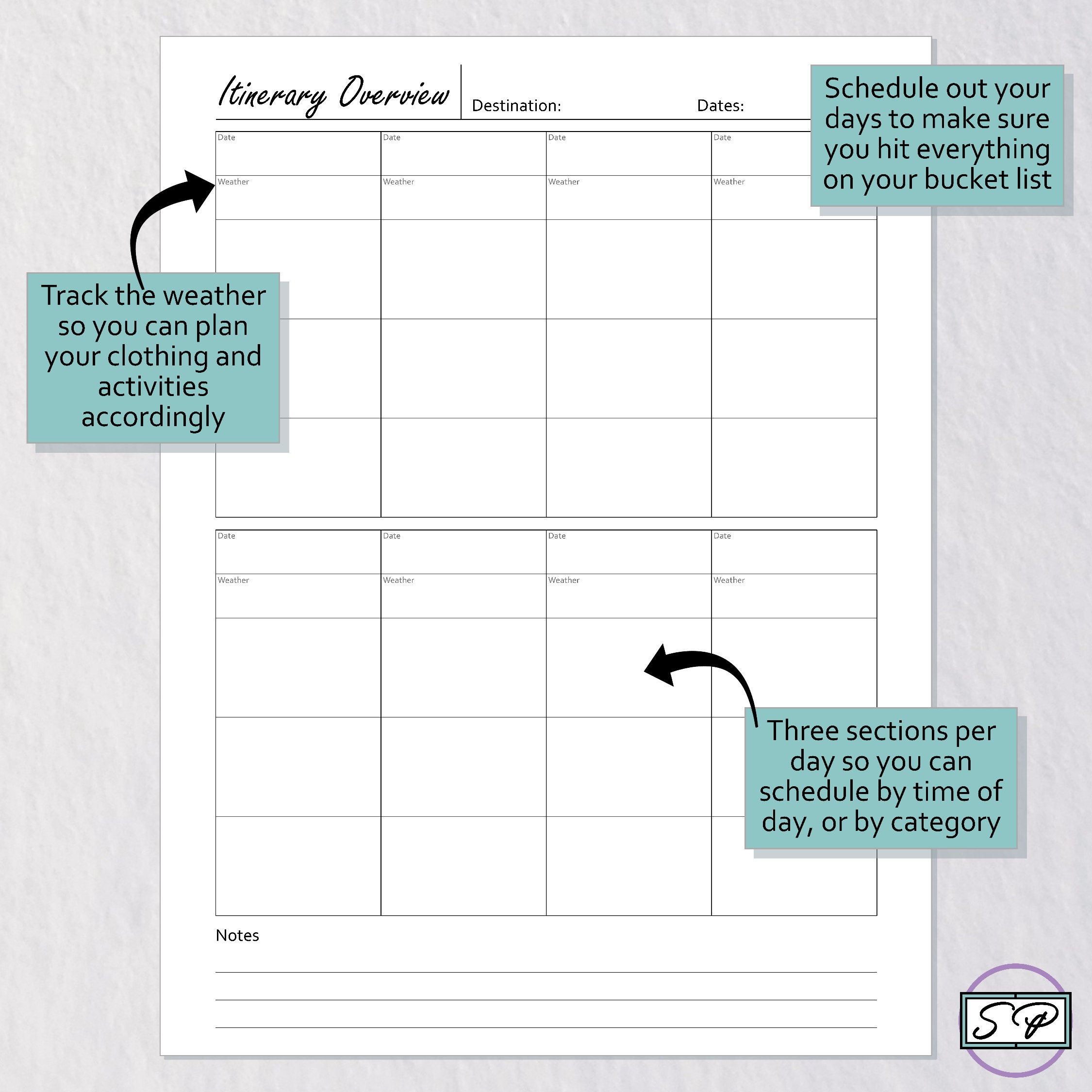 Travel Planner Printable Insert for Classic Happy Planner | Vacation ...