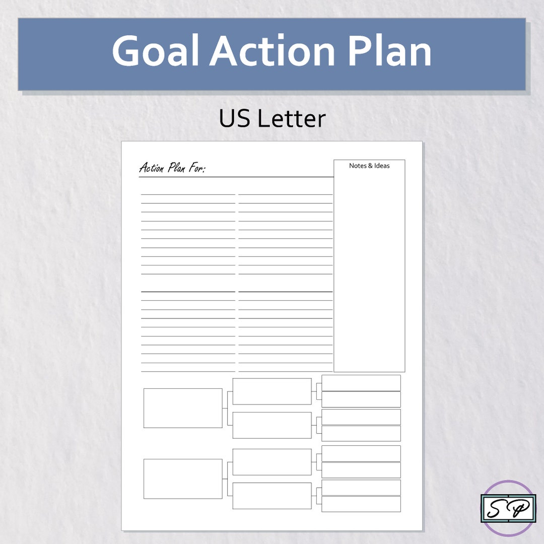 Goal Setting Action Plan Insert Letter Size Printable | Minimal Planner ...