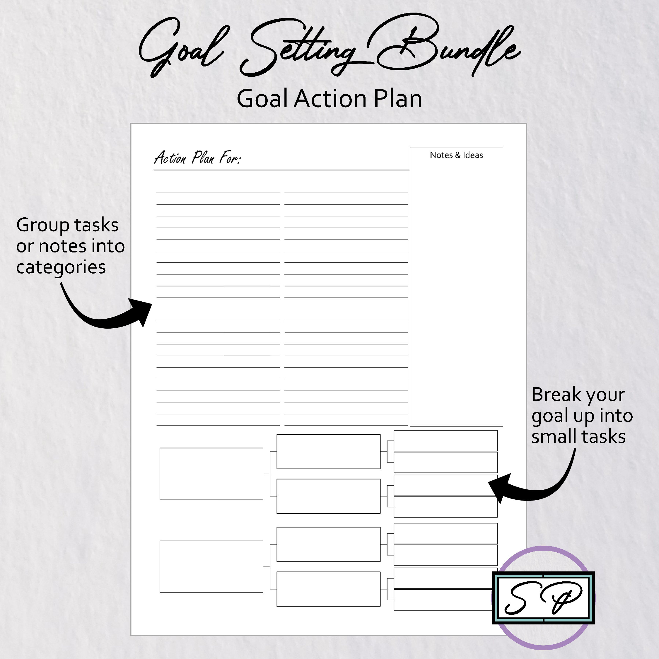 Goal Setting Bundle Printable Planner US Letter Size | Productivity ...