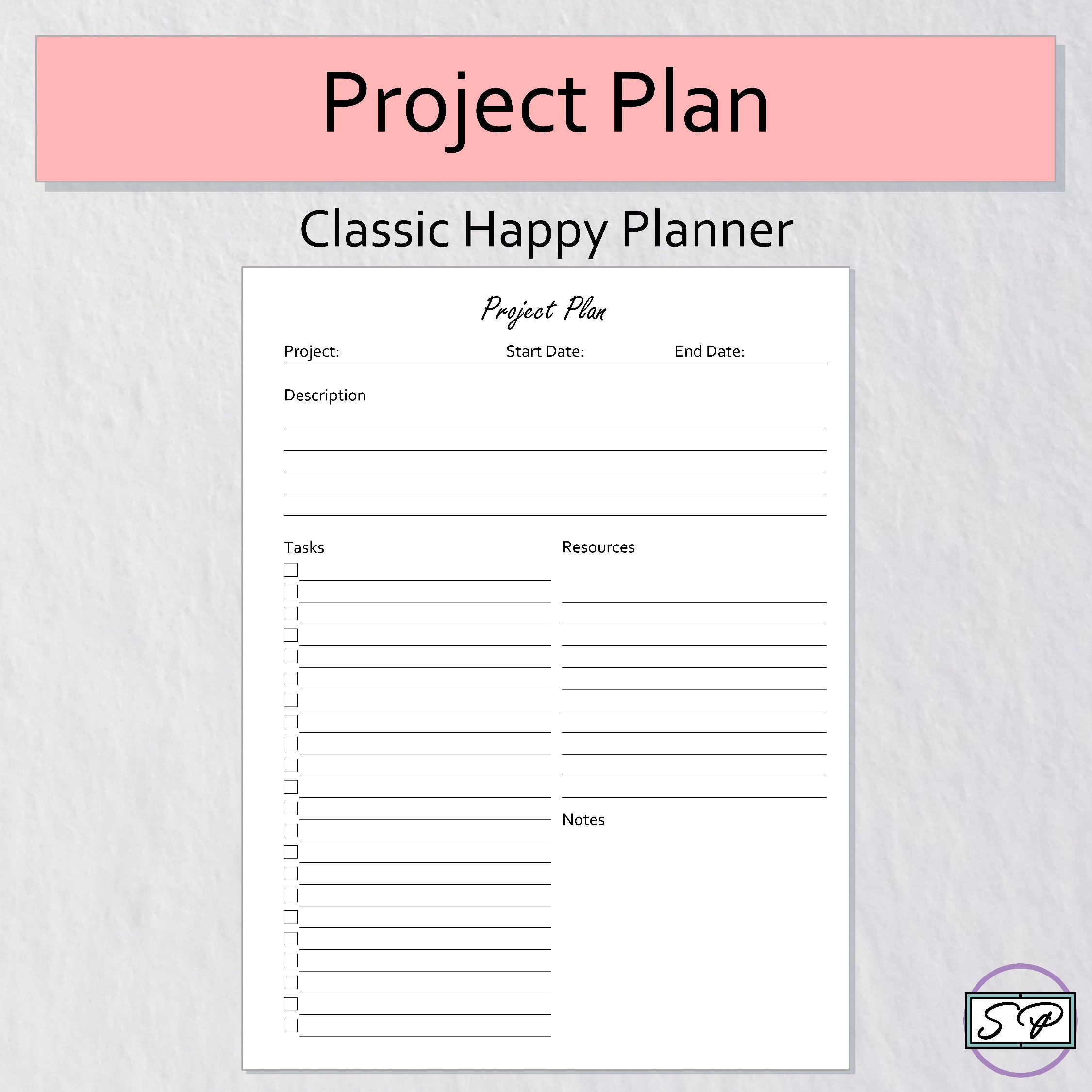 Project Plan Classic Happy Planner Printable | Minimal Planner ...