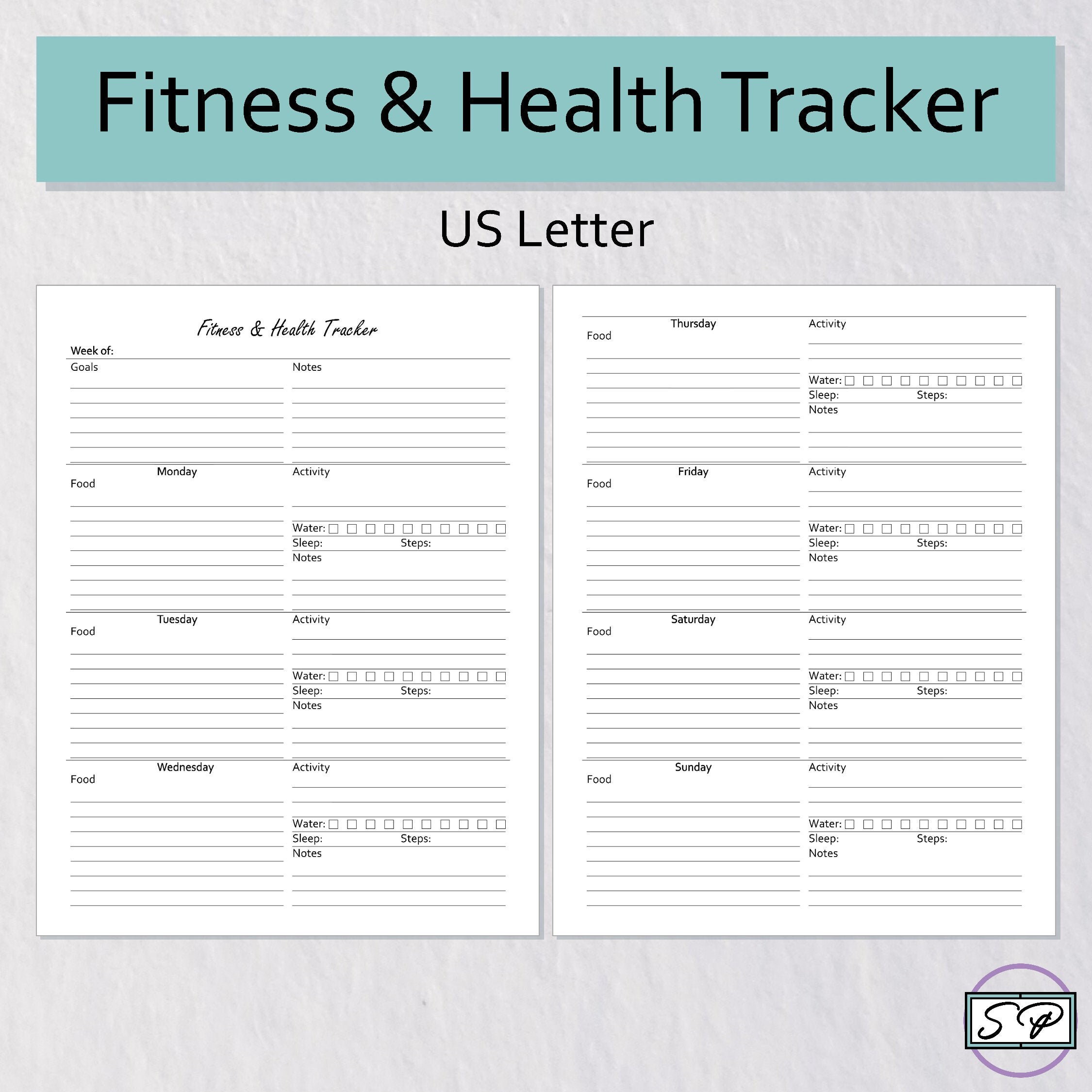 Fitness Tracker Planner Insert Printable | Week Health Tracker | Food ...