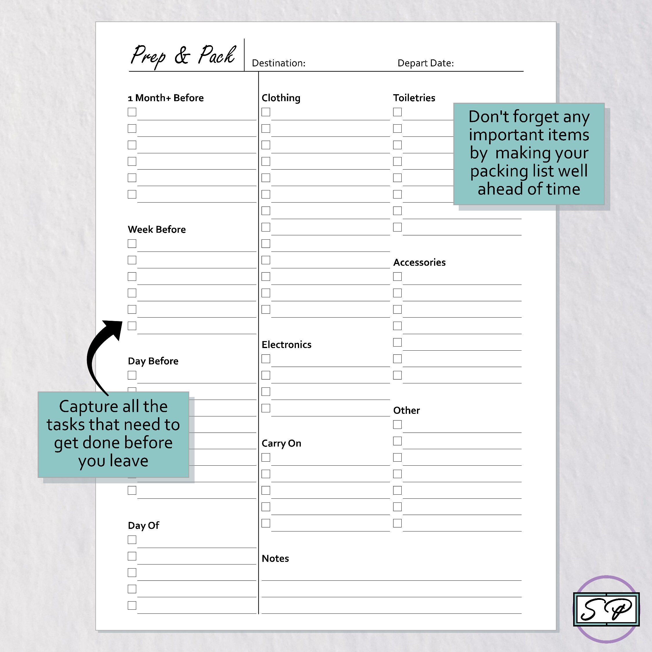Travel Planner Printable Insert for Classic Happy Planner | Vacation ...