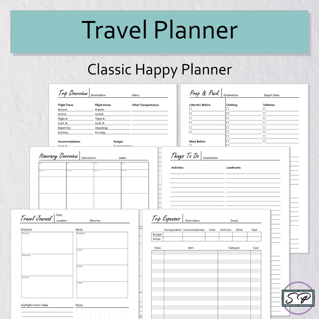 Travel Planner Printable Insert for Classic Happy Planner | Vacation ...