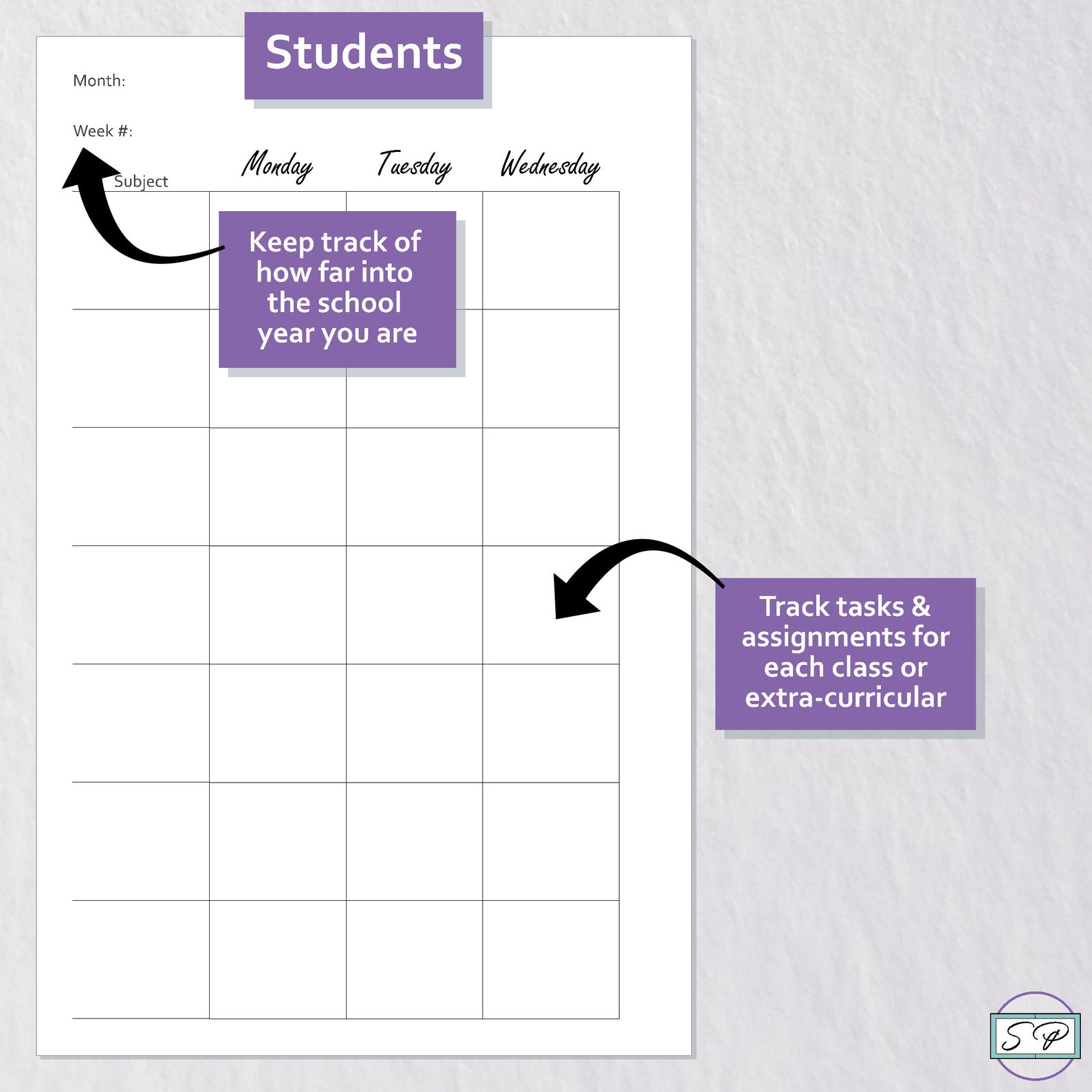 Weekly Subject Layout Insert Printable Mini Happy Planner Size ...