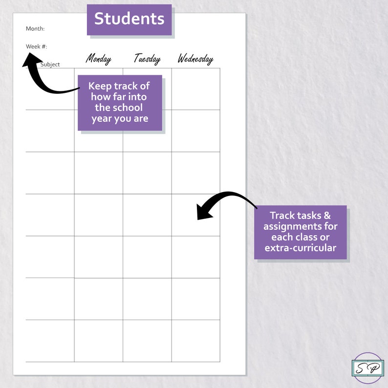Weekly Subject Layout Insert Printable Mini Happy Planner Size ...