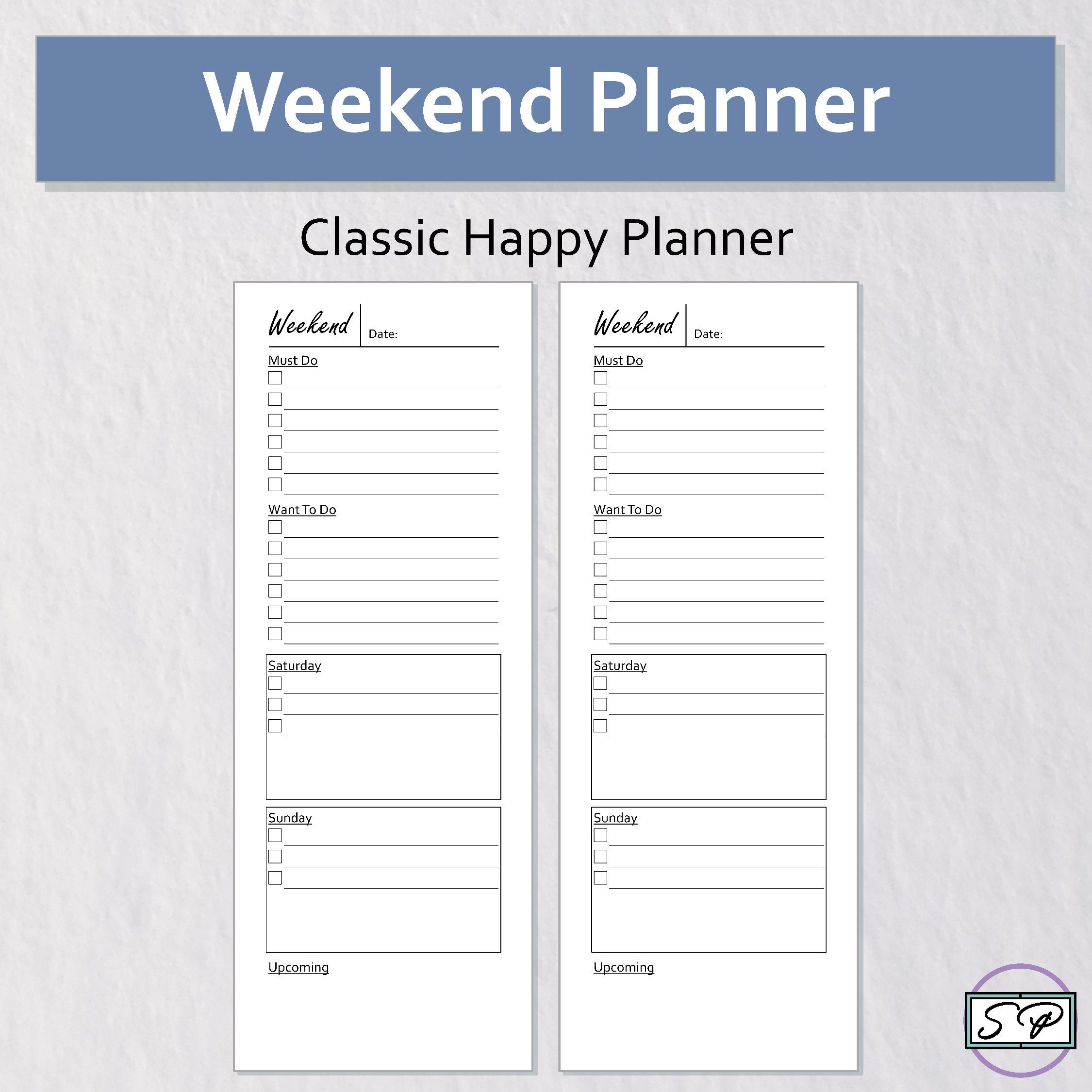 Weekend Planner for Happy Planner | Half Sheet | Skinny Classic Happy ...