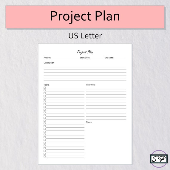 Project Plan Insert Letter Size Printable Minimal Planner | Etsy