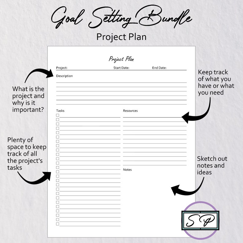 Goal Setting Bundle Printable Planner US Letter Size | Productivity ...