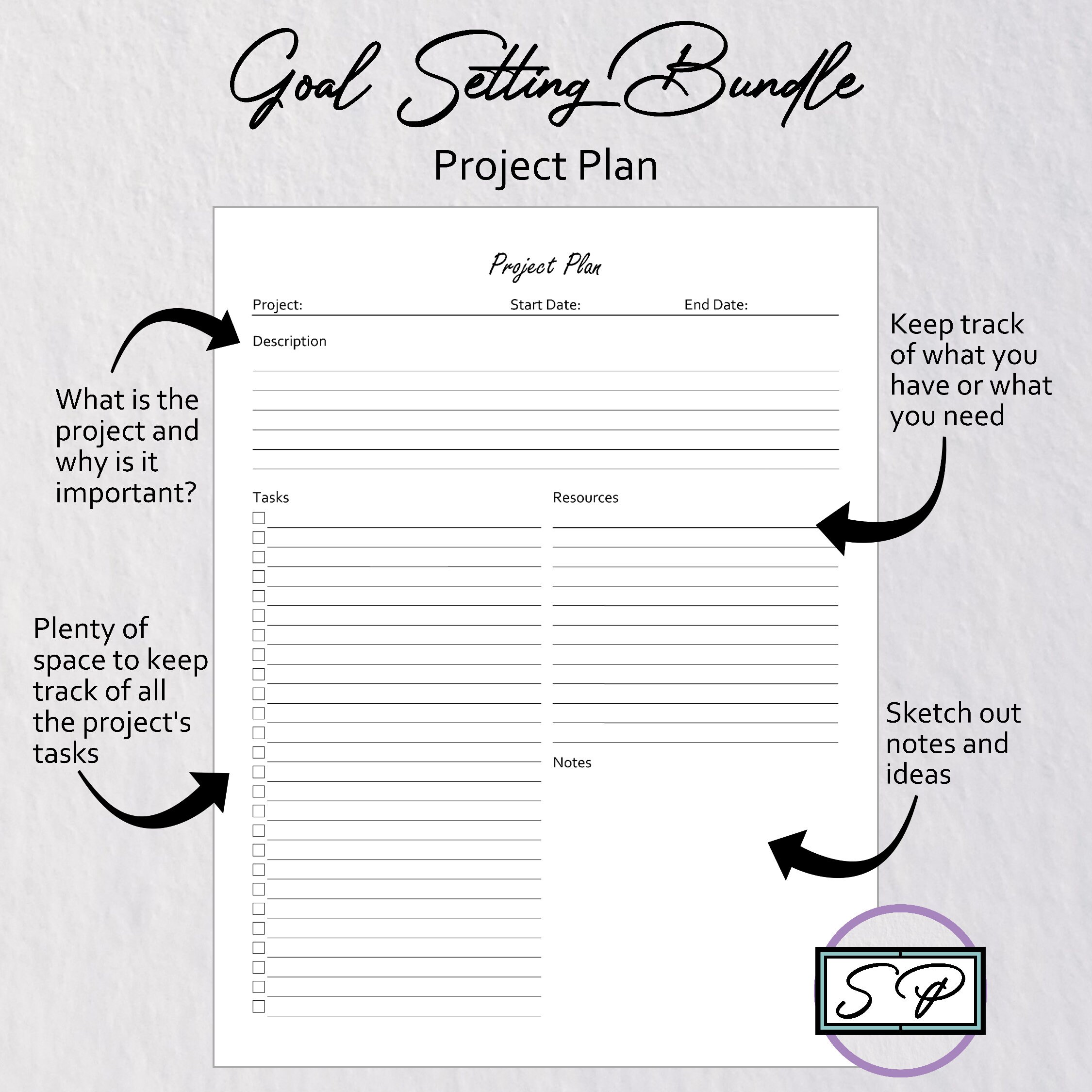Goal Setting Bundle Printable Planner US Letter Size | Productivity ...