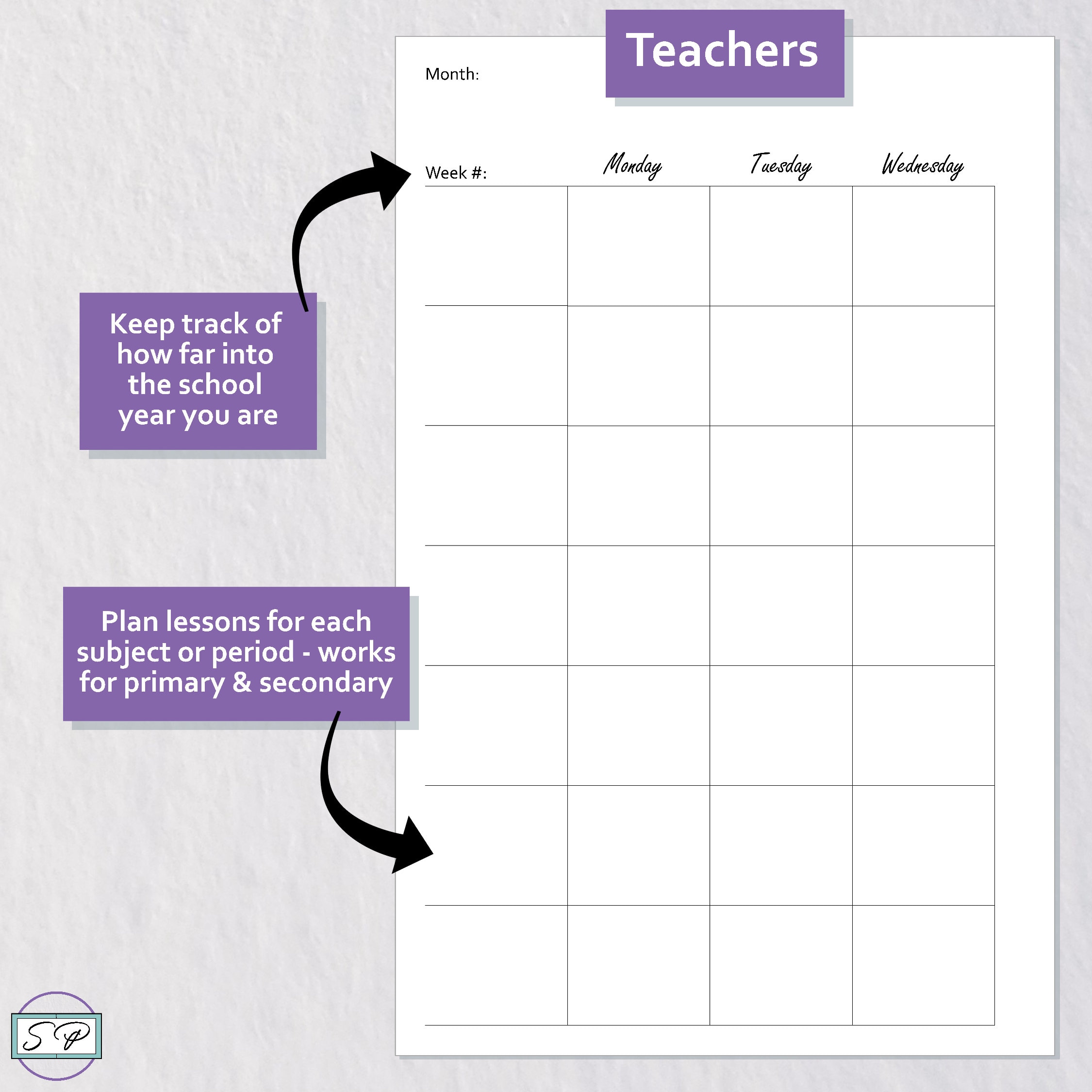 Weekly Subject Layout Insert Printable Undated Half-letter/junior Size ...
