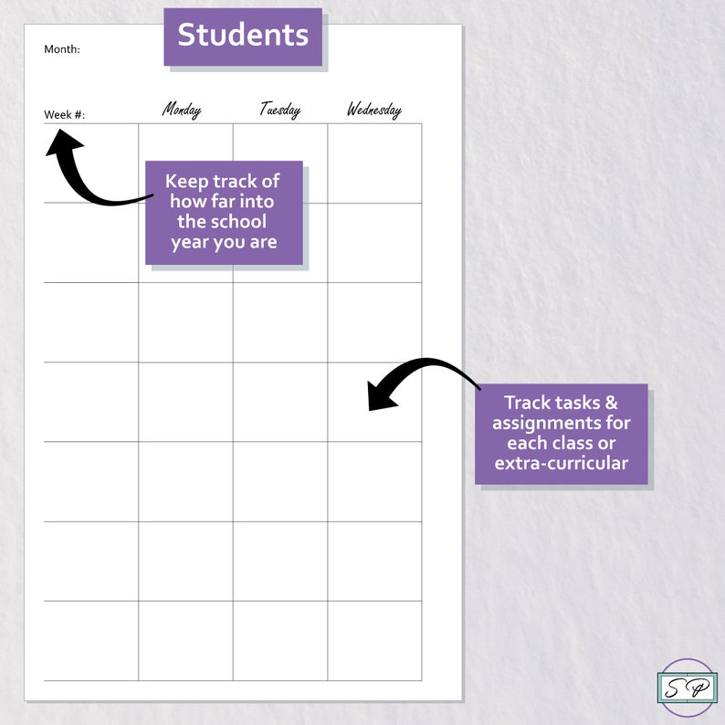 Weekly Subject Layout Insert Printable Undated Half-letter/junior Size ...