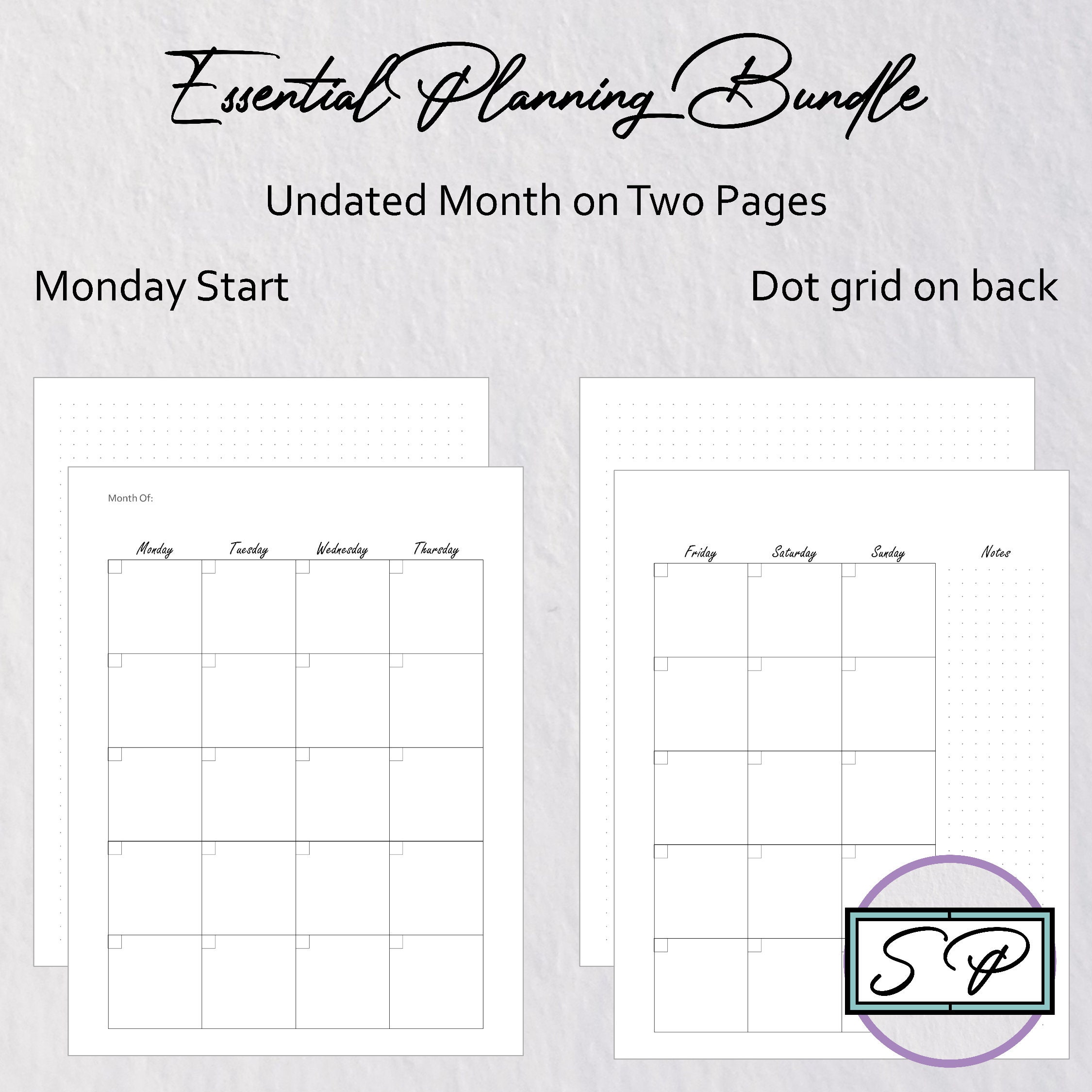 Essential Planning Bundle | Year at a Glance | Monthly Calendar ...