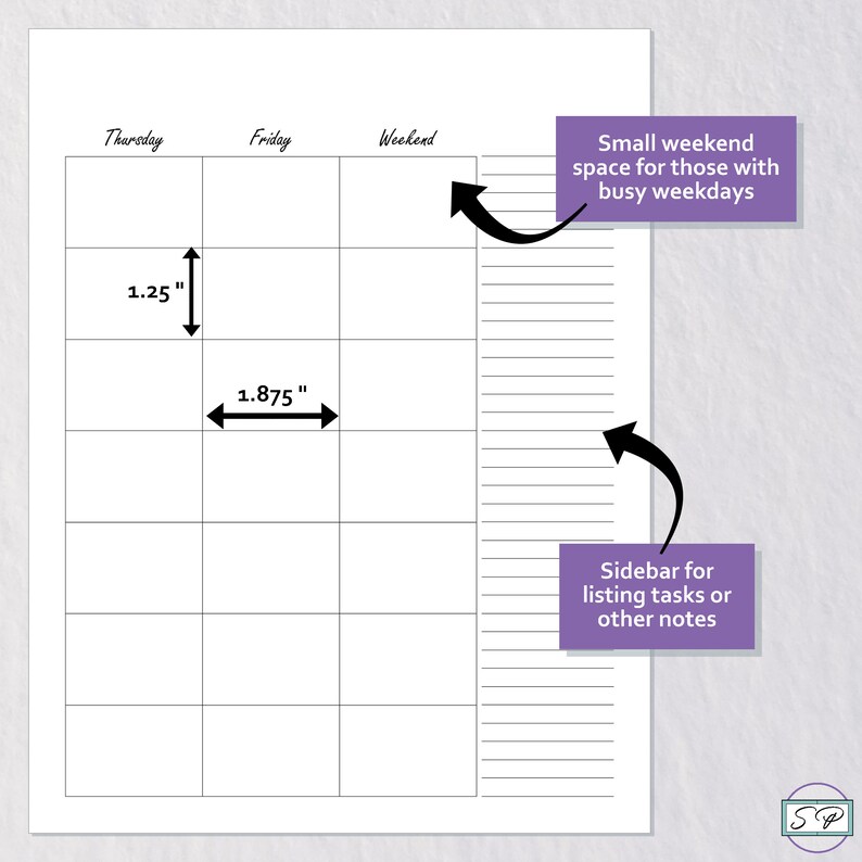 Weekly Subject Planner Layout Insert Printable Undated Letter Size ...