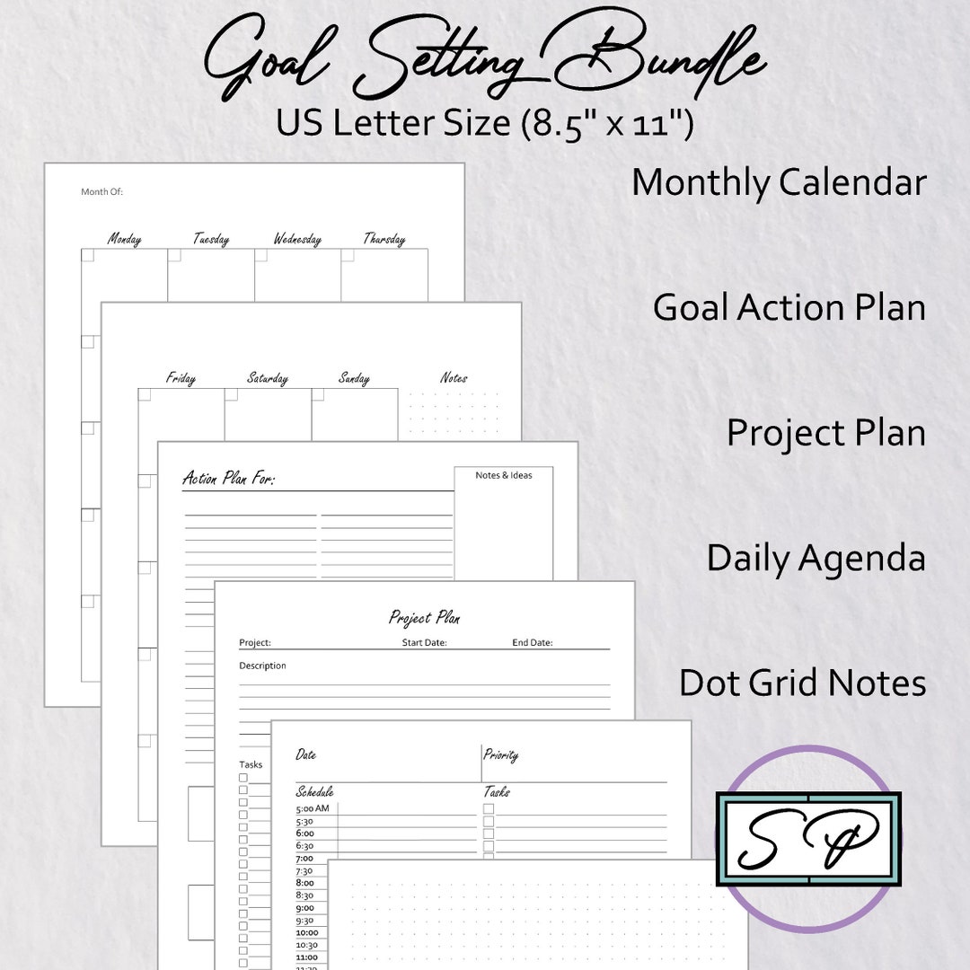 Goal Setting Bundle Printable Planner US Letter Size | Productivity ...