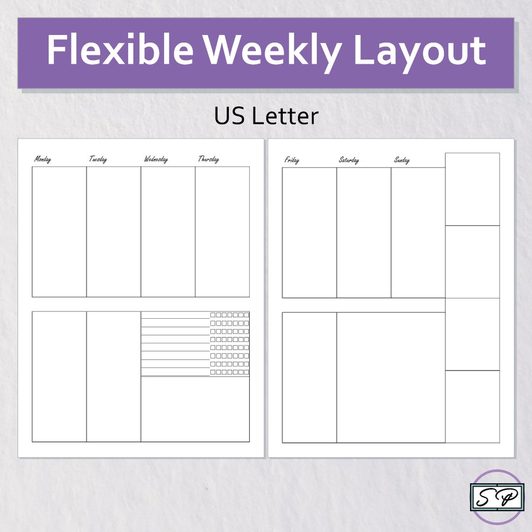 Undated Letter Size Weekly Planner Insert Printable Week on Two Pages ...
