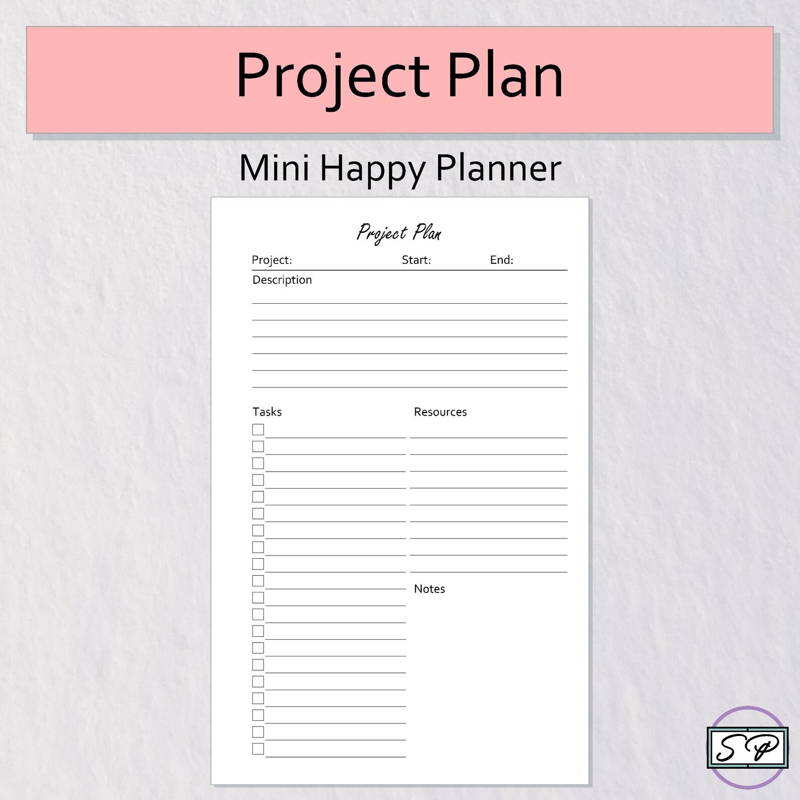 Project Plan Insert Mini Happy Planner Size Printable | Minimal Planner ...