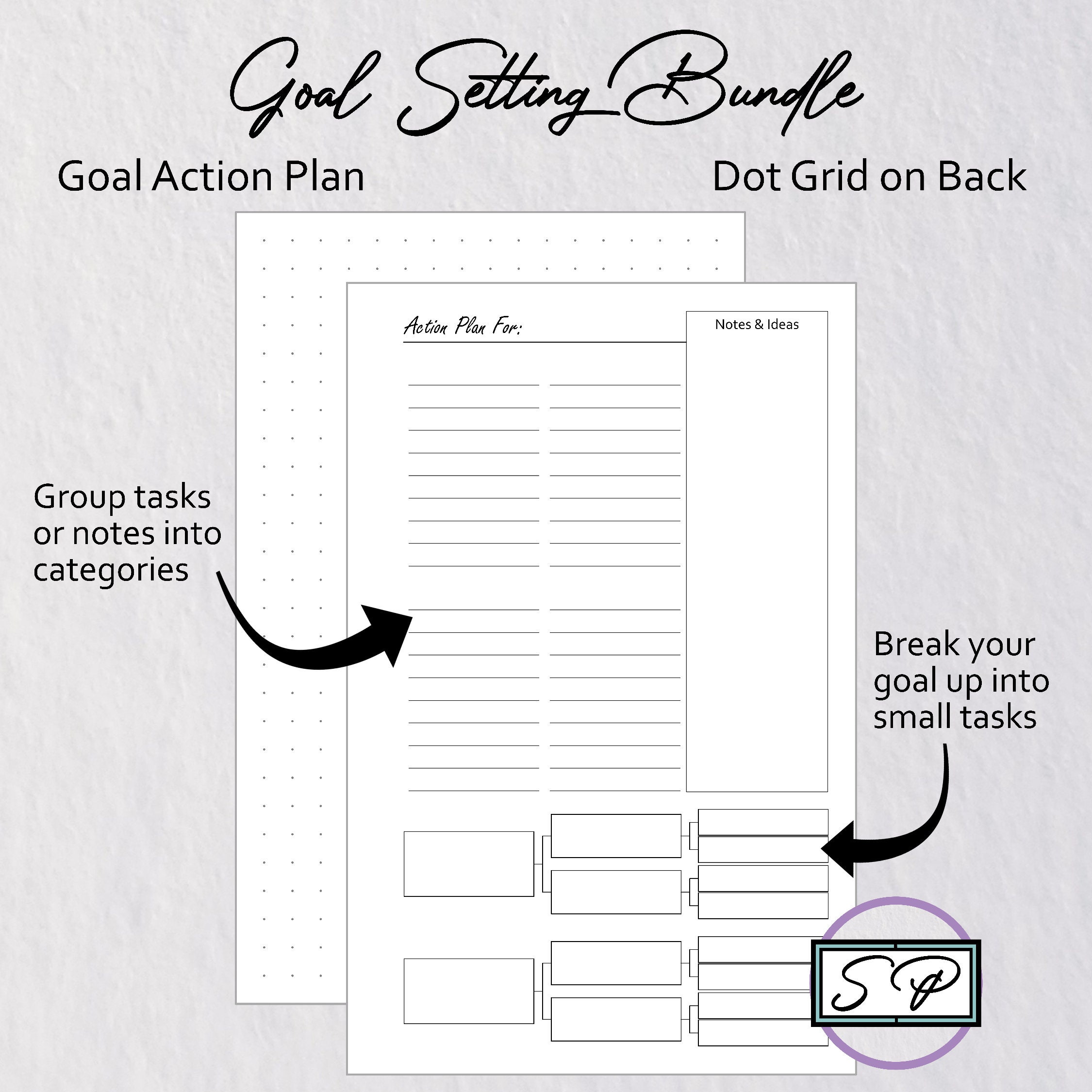 Goal Setting Bundle Printable Planner Mini Happy Planner | Productivity ...