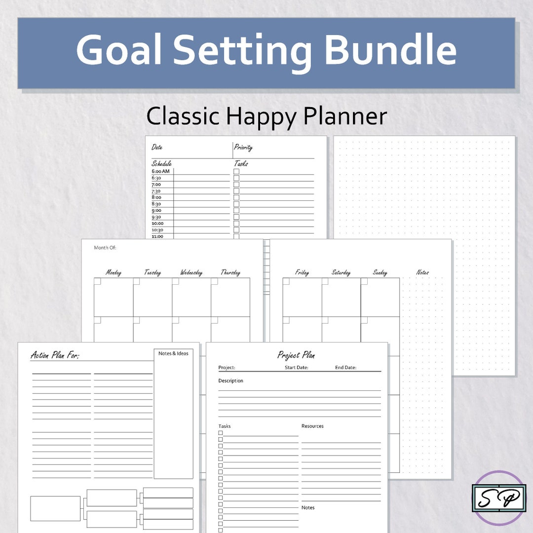Goal Setting Bundle Printable for Classic Happy Planner | Productivity ...