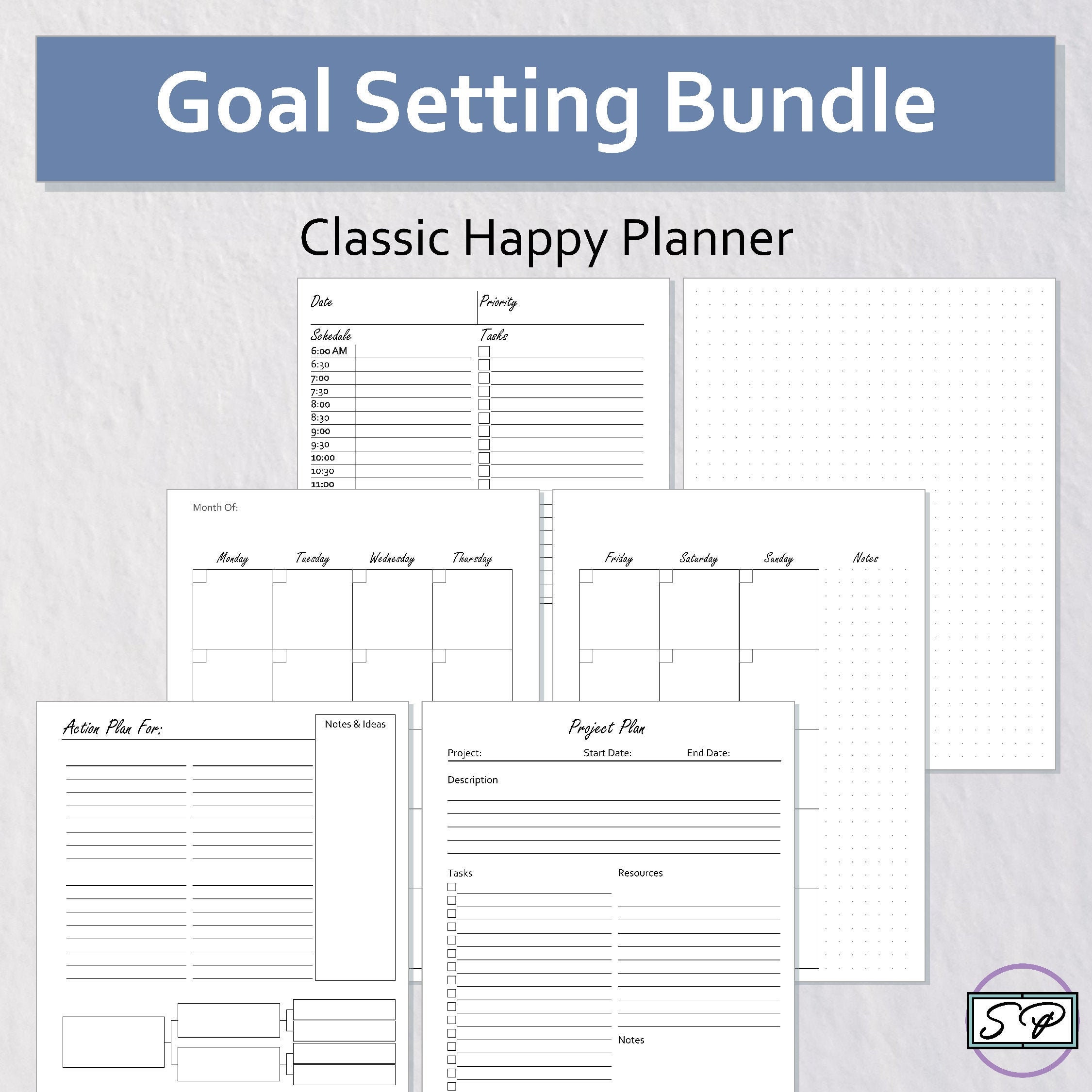 Goal Setting Bundle Printable for Classic Happy Planner | Productivity ...