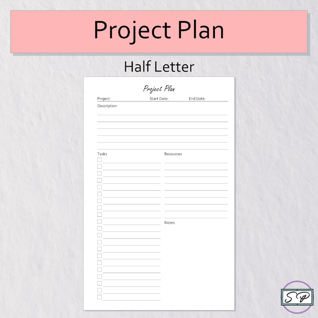 Project Plan Half-letter/junior Printable | Minimal Planner ...
