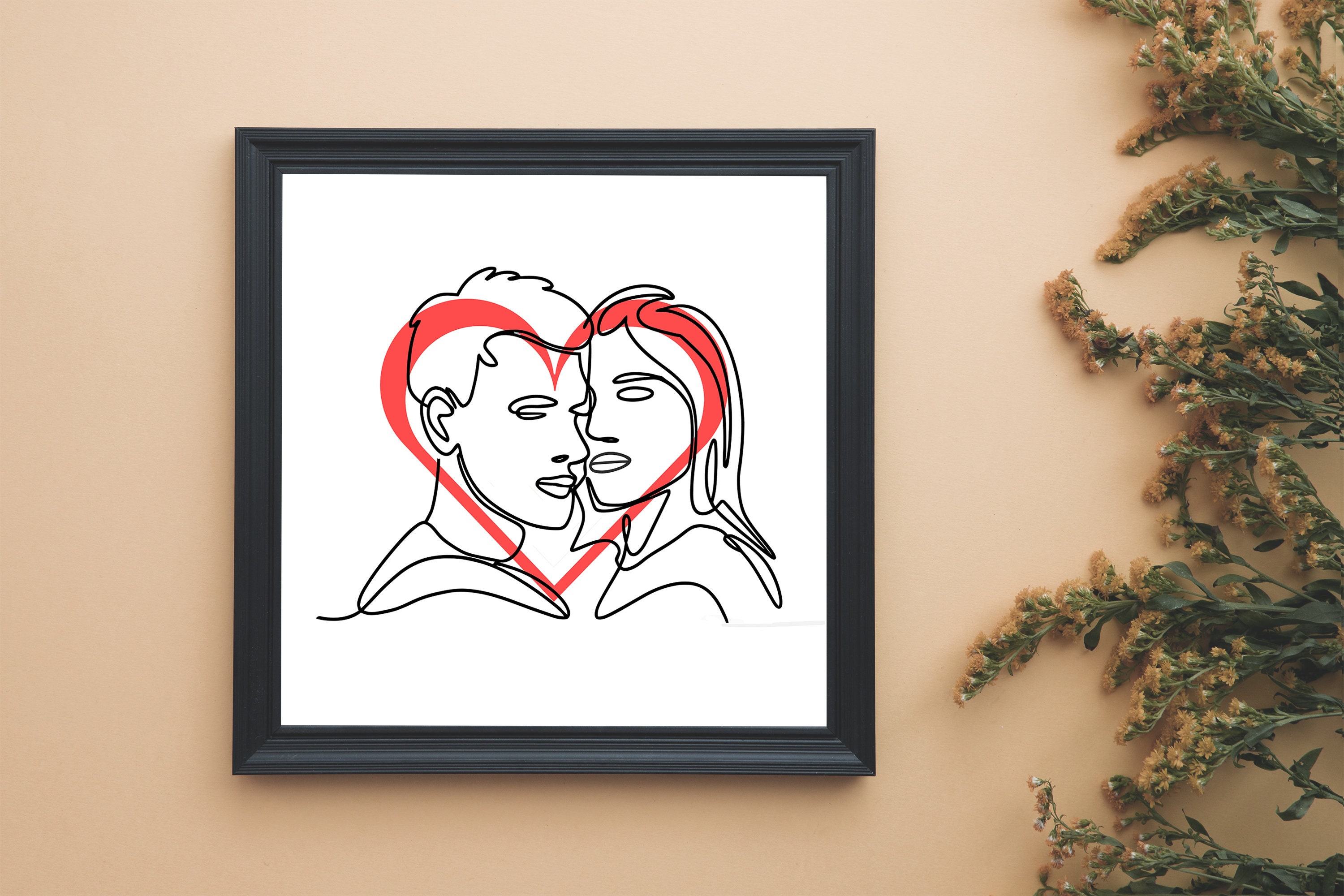 Man And Woman Line Art Lover Line Art Minimalist Line Art One Line