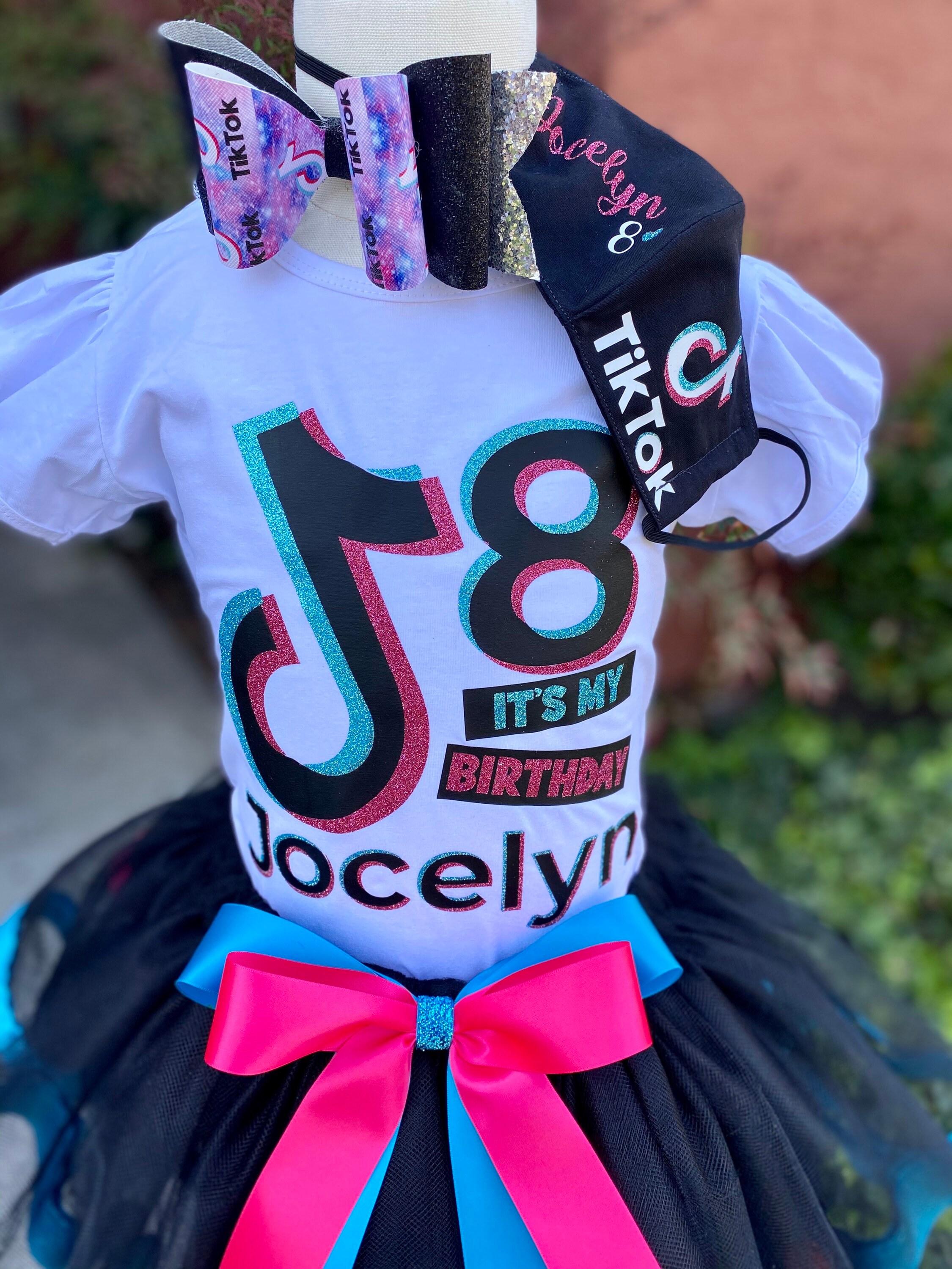 Custom Tik Tok Inspired Tutu Set Outfit Birthday Pink Etsy