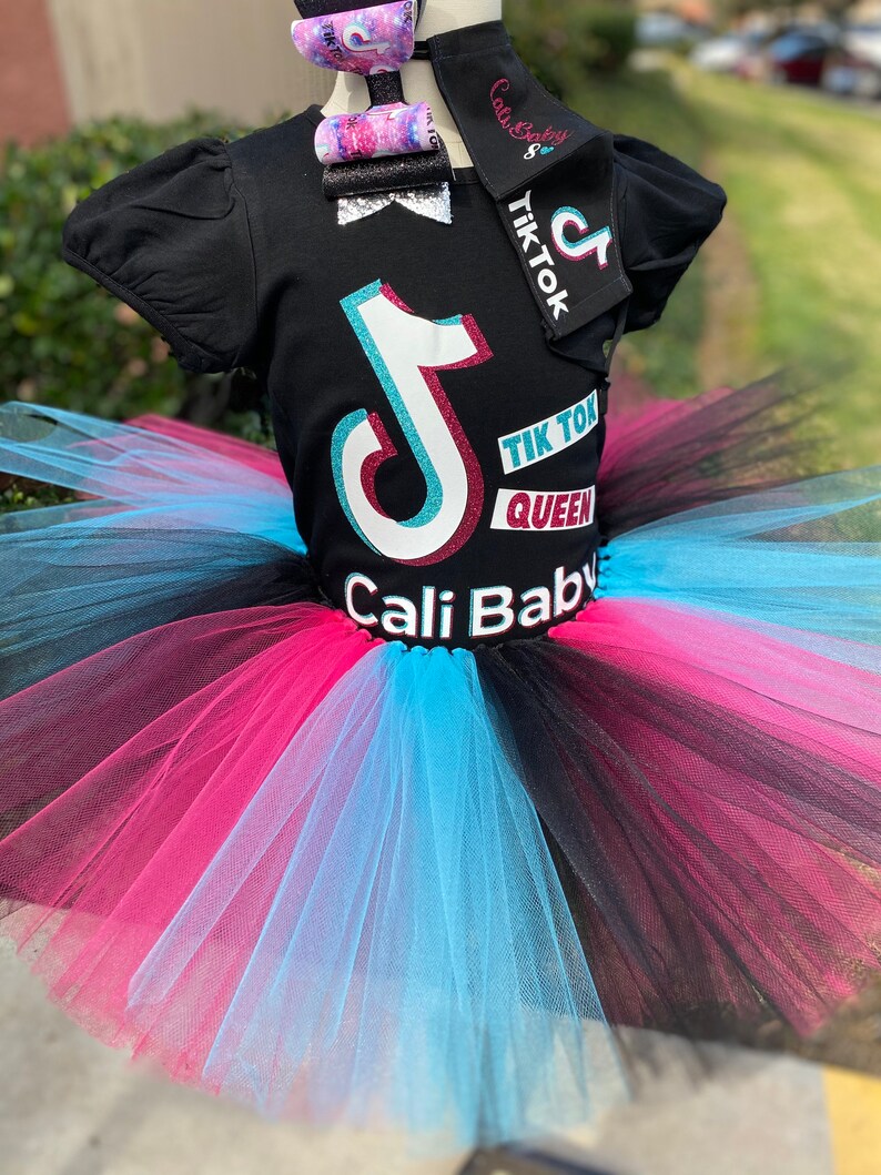 Custom Tik Tok Inspired Tutu Set Outfit Birthday Pink Etsy