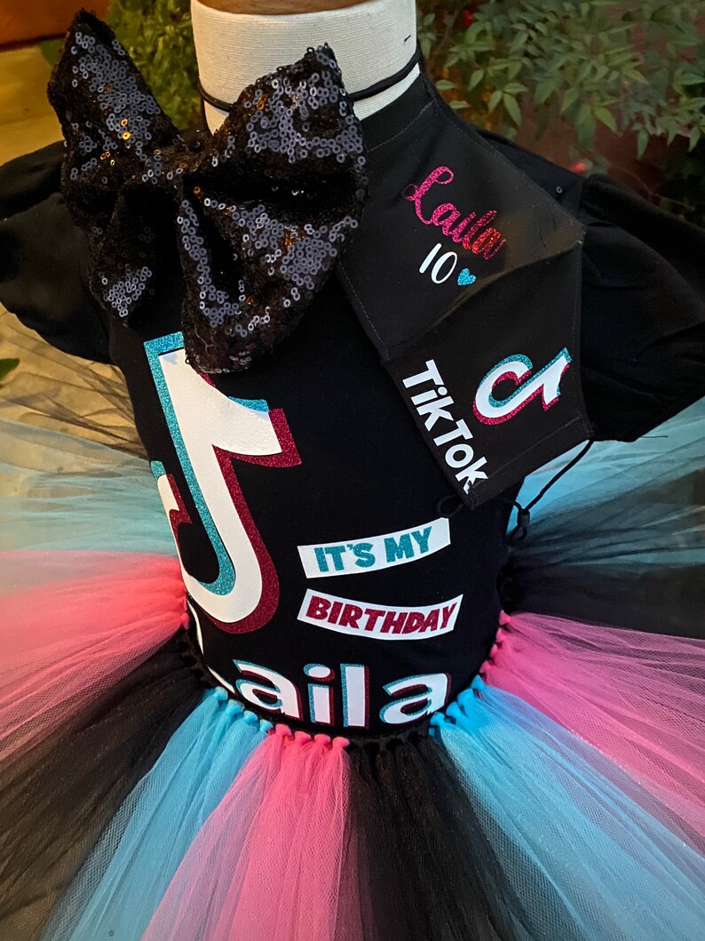 Custom Tik Tok Inspired Tutu Set Outfit Birthday Pink Etsy