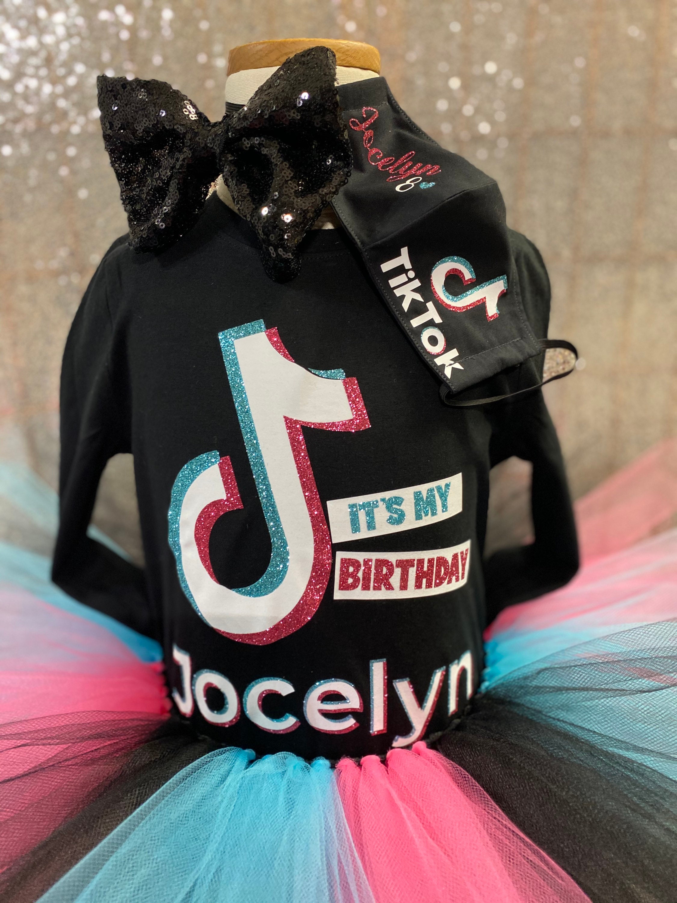 Custom Tik Tok Inspired Tutu Set Outfit Birthday Pink Etsy