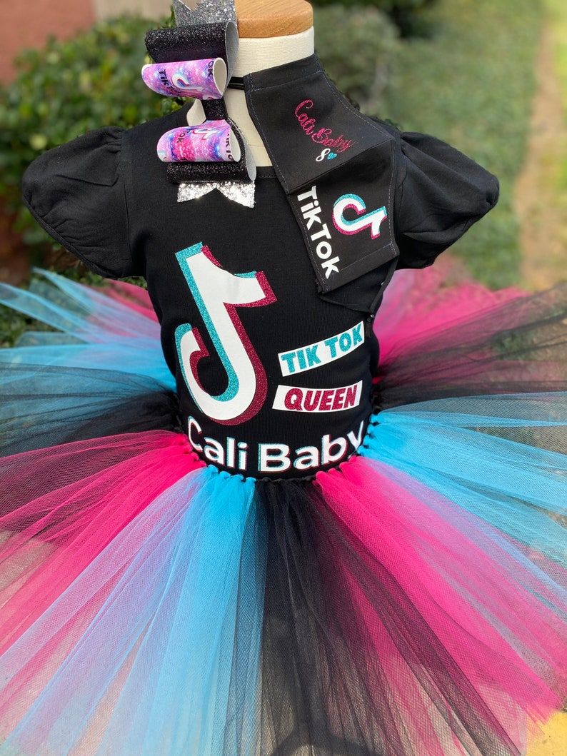 Custom Tik Tok Inspired Tutu Set Outfit Birthday Pink Etsy