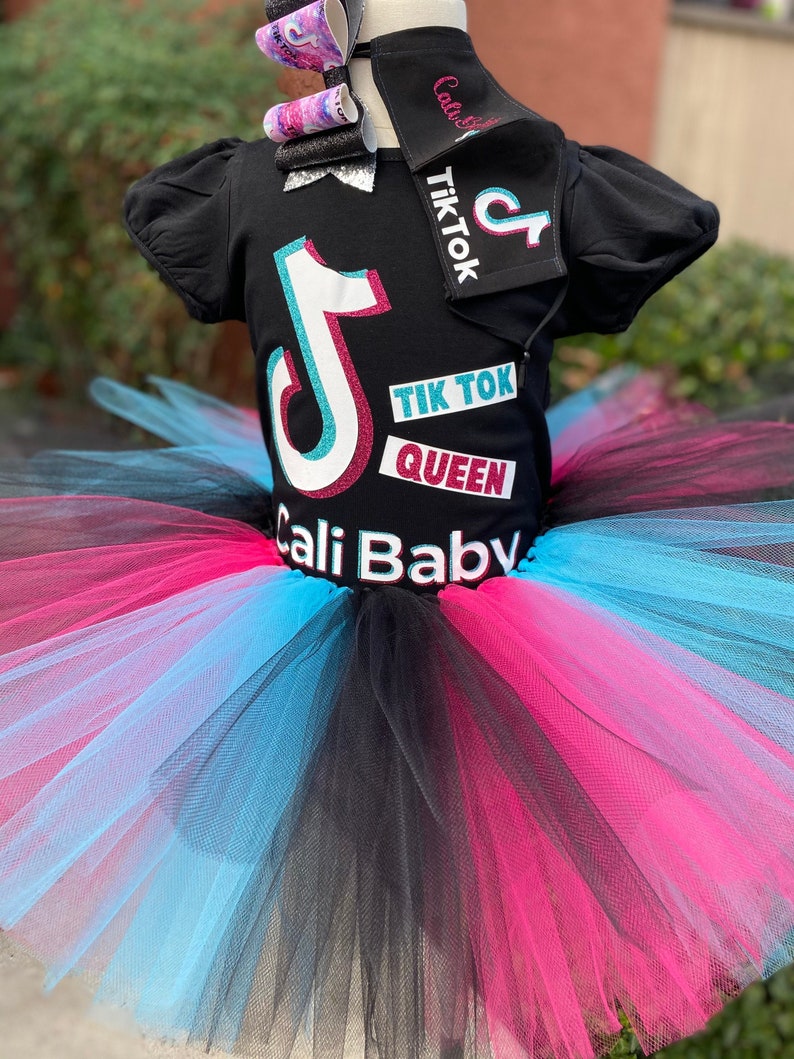 Custom Tik Tok Inspired Tutu Set Outfit Birthday Pink Etsy