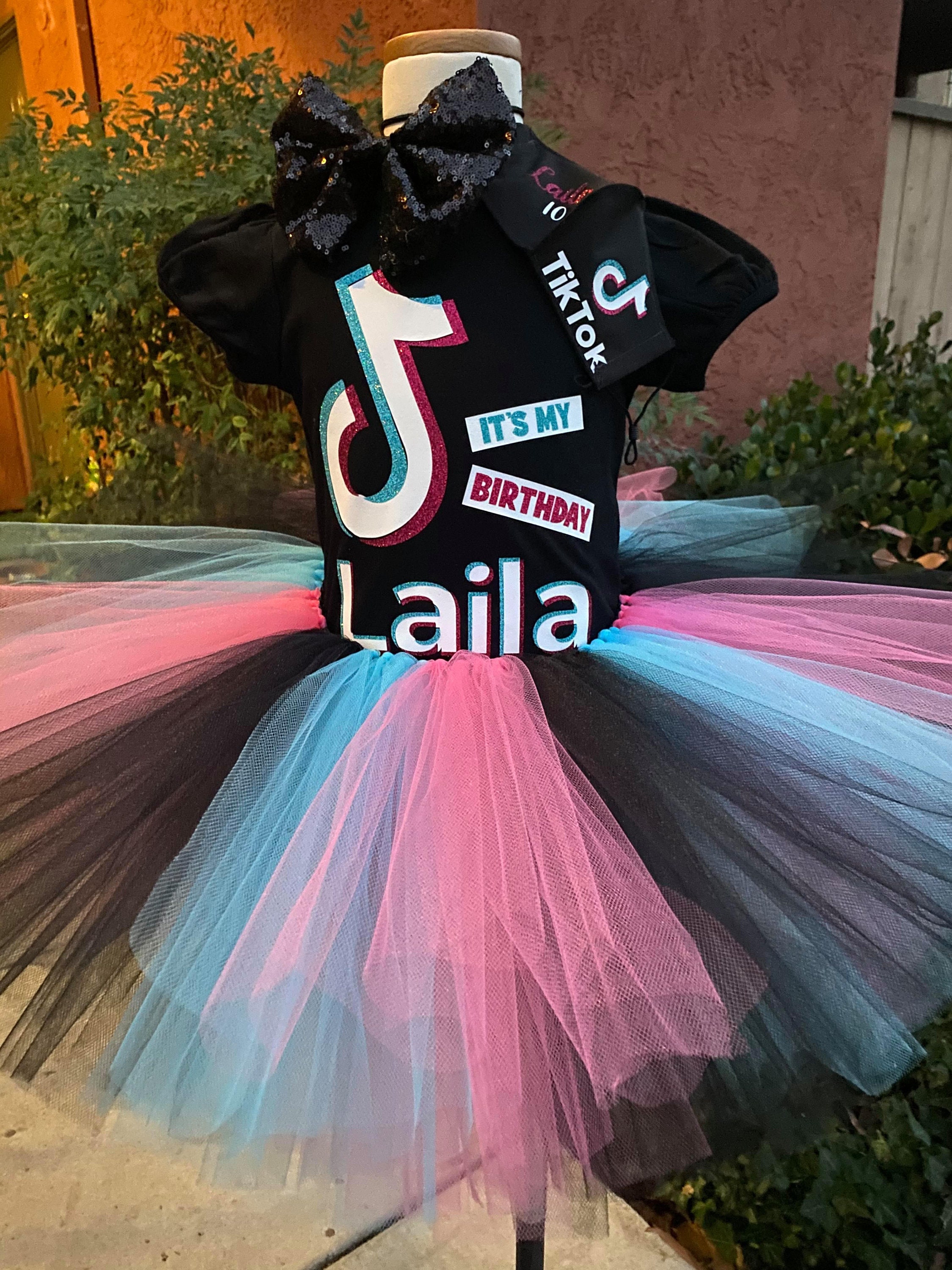 Custom Tik Tok Inspired Tutu Set Outfit Birthday Pink Etsy