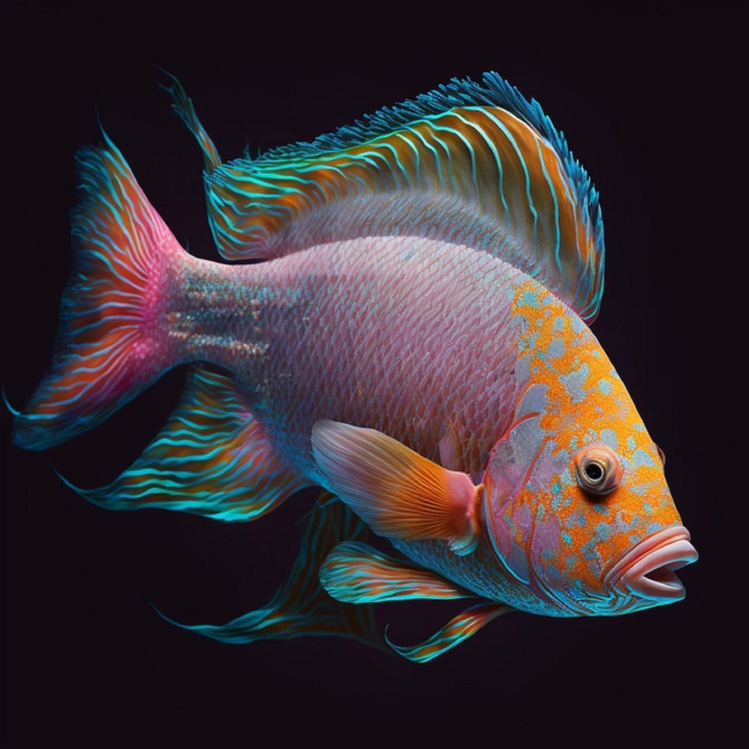Digital Art Print Tropical Fish Art Desktop Wallpaper MacBook Wall ...