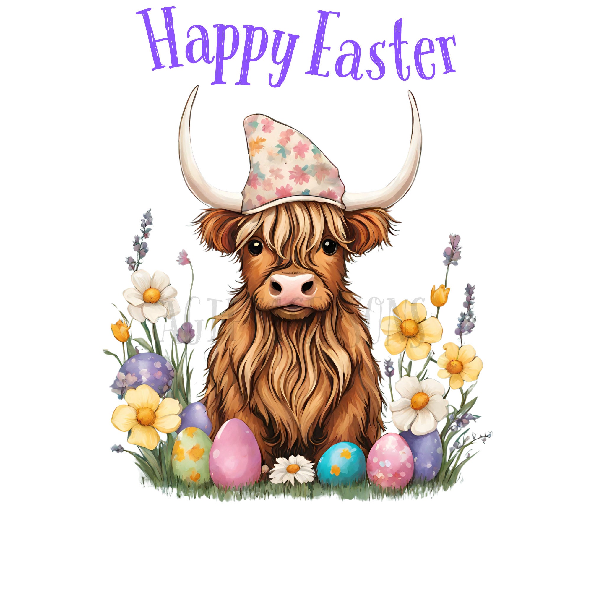 Easter Highland Cow Png Easter Day Highlandcow Png Easter Cow Farmers ...