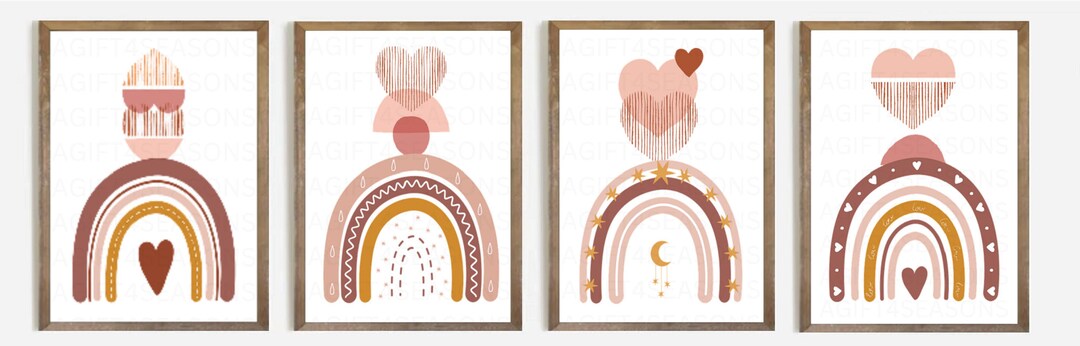 Boho Print Bundle, 4 Pieces of Poster, Gallery Wall Art Set, Neutral ...