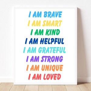 Affirmations for Kids, Classroom Posters, I Am Affirmations, Playroom ...