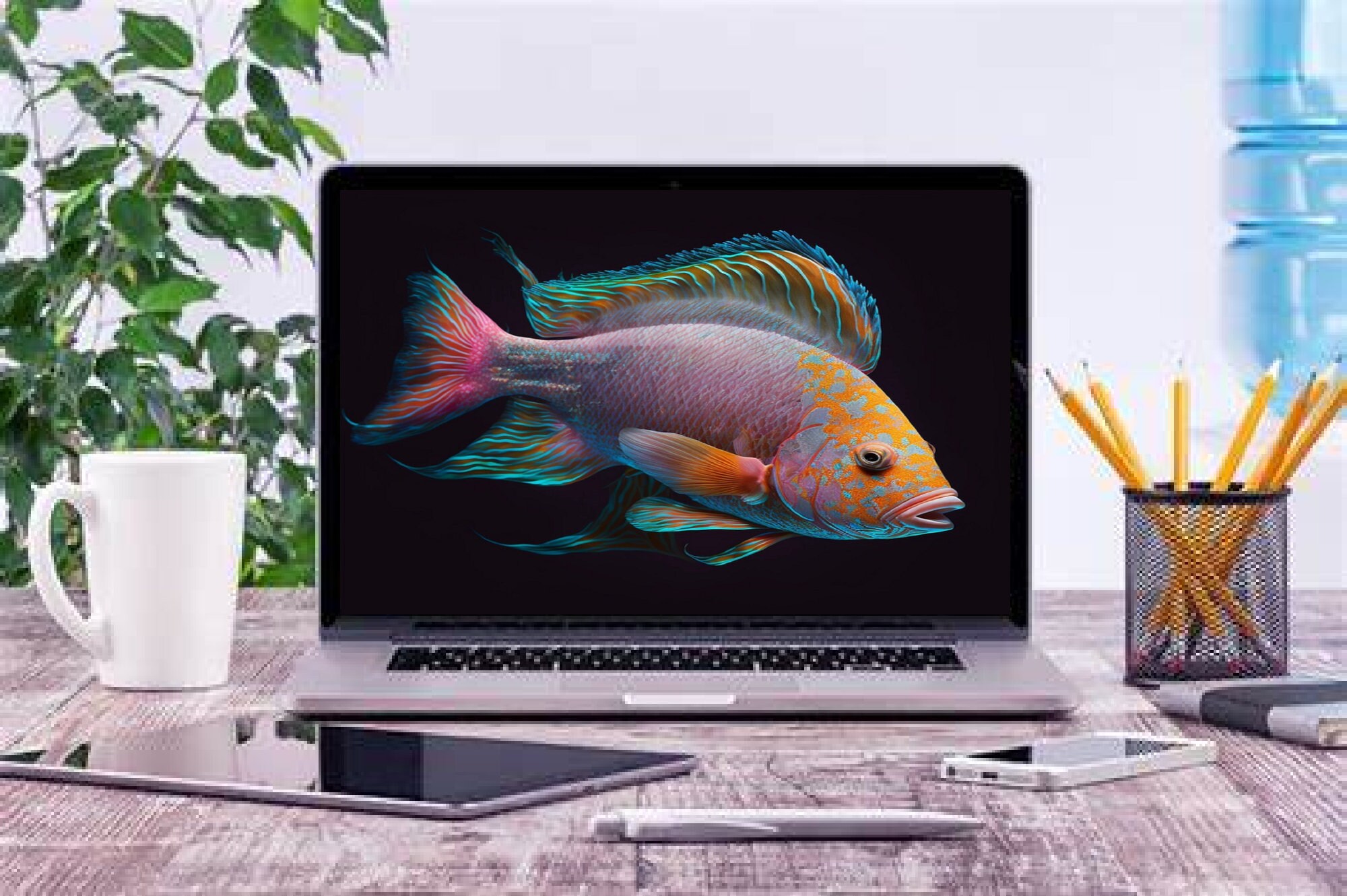 Digital Art Print Tropical Fish Art Desktop Wallpaper MacBook Wall ...